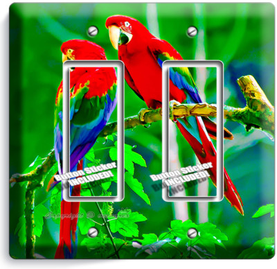 TROPICAL MACAW PARROTS LOVE BIRDS 2 GANG GFCI LIGHT SWITCH WALL PLATE ...