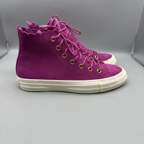 Converse Chuck Taylor All Stars High Top Scallop Edge Pink Suede Size 7 ...