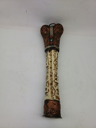 Vtg Kangling Tibetan Buddhism Ritual Trumpet Wood + Bone w/ Metal ...