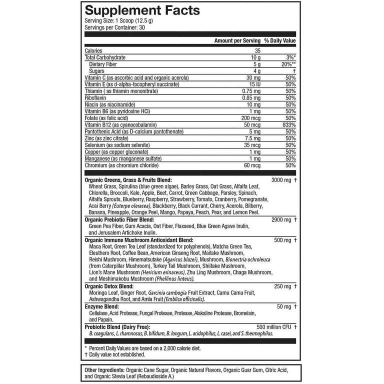 Terra Kai USDA Organic Juce Super Greens Fruit and Veggie Powder, 13.23 ...