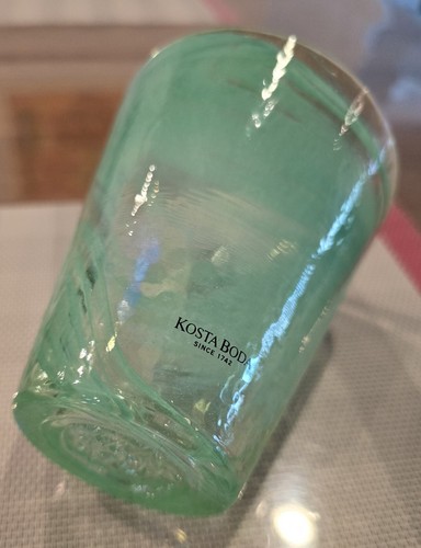 KOSTA BODA Jadite Green swirl GLASS Tumbler Ulrica Hydman Vallien ...