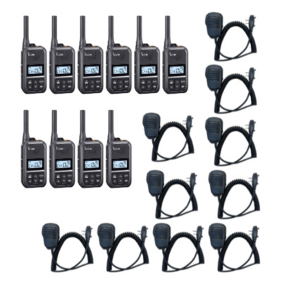 10 Pack of Icom F200 UHF 450-470MHz 16Ch 2W Radio w/ SRComm Speaker ...
