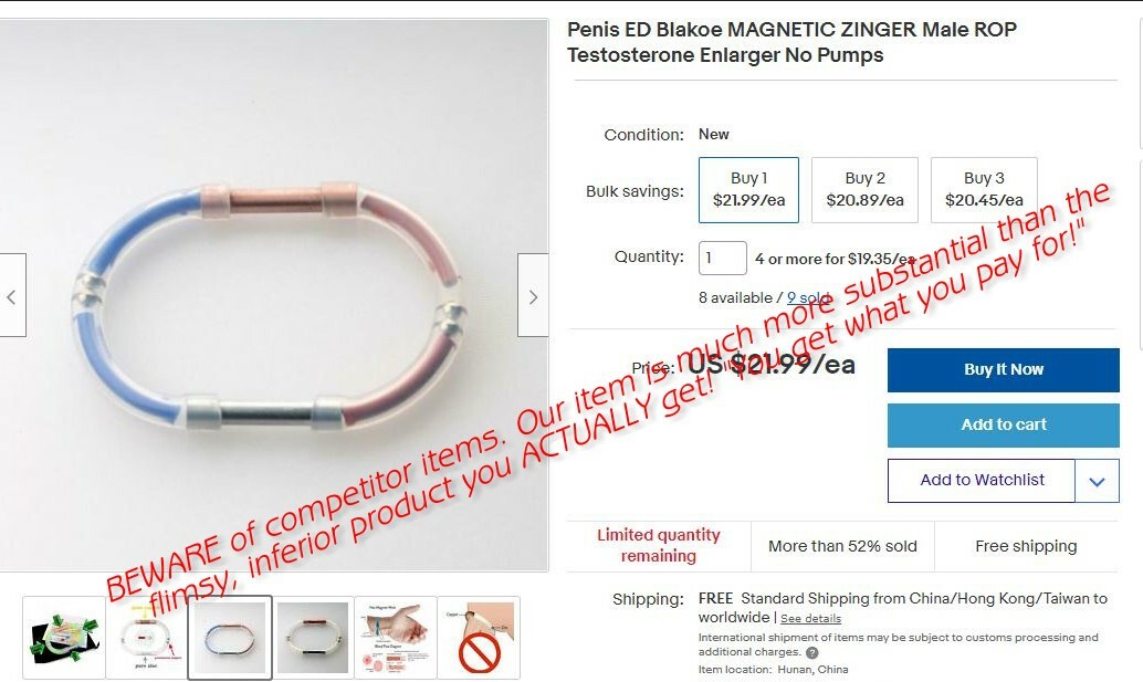ORIGINAL Ring of Power ROP MAGNETIC ZINGER Male Penis Booster Pure Zinc ...