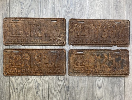 Old License Plate Lot of Colorado 1932 Truck Plates 4 Plates Junk Lot ...