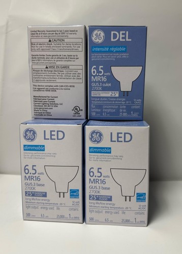 6x Pack Lot GE 34606 6.5W MR16 2 Pin GU5.3 12V Dimmable LED Light Bulb ...