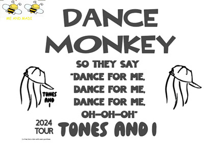 BRAND NEW TONES AND I DANCE MONKEY 2024 IRON ON DECALS CONCERT MUSIC ...