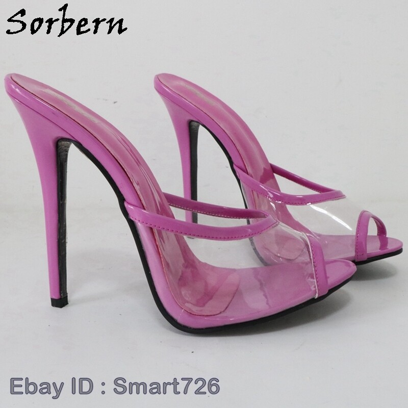 Transparent Pvc Women Slippers 14Cm Stilettos High Heel Open Toe ...