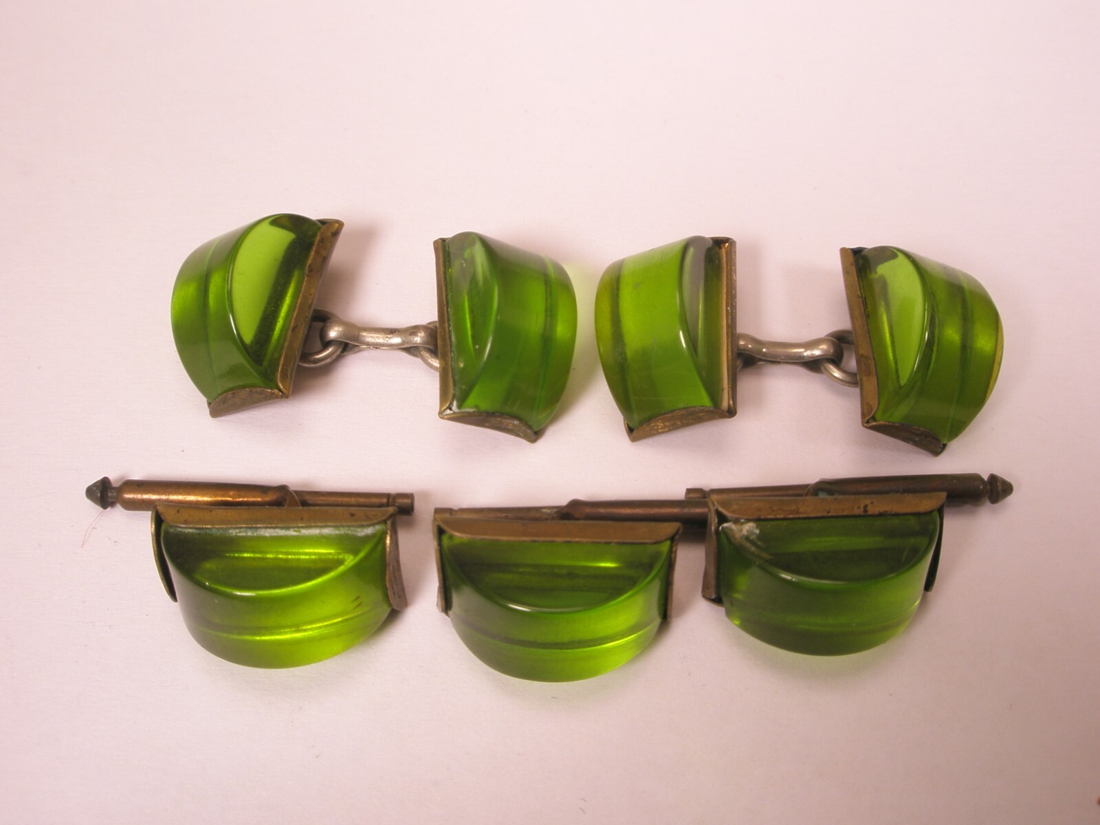 Lime Green Acrylic Formal Vintage Cuff Links Tuxedo P… - Gem