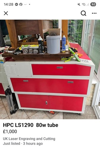 HPC LASER LS1290 80W CO2 LASER CUTTER ENGRAVING & CUTTING MACHINE ...