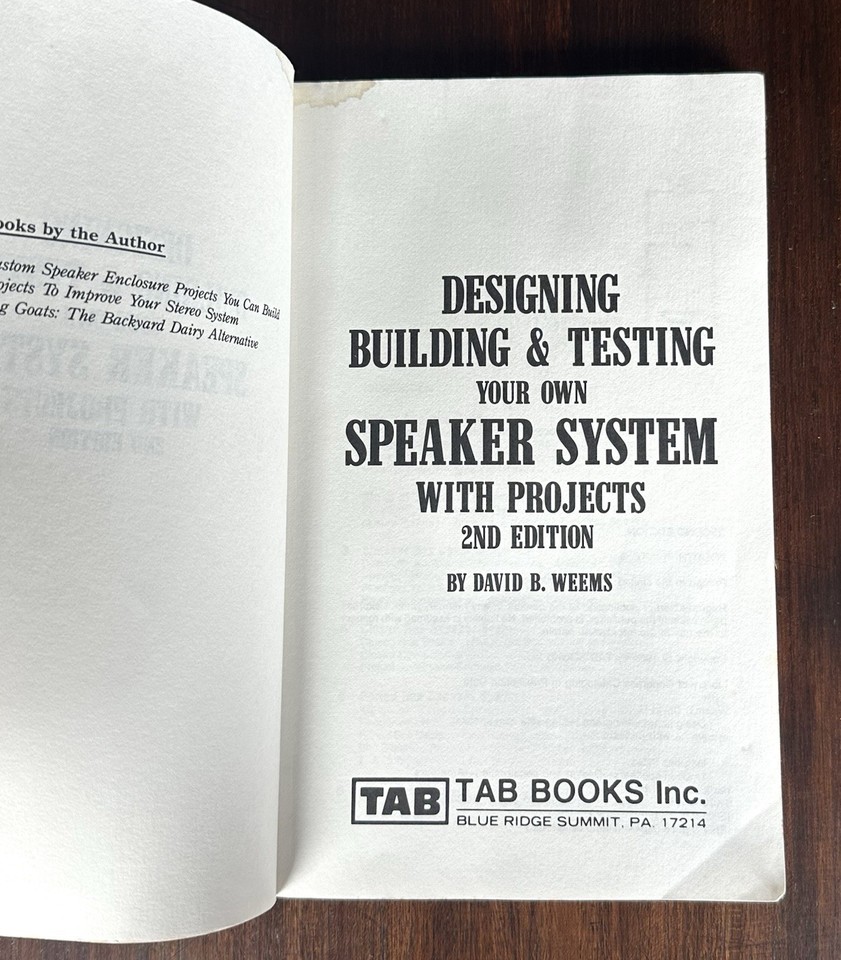 Building Speaker Enclosures by David Weems, 2nd Edition Softcover, 1984 ...