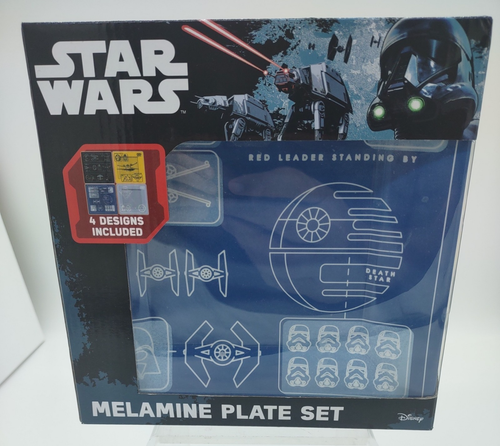 STAR WARS Blueprint Melamine 8" PLATE SET R2D2 Darth Vader Yoda C3P0 ...