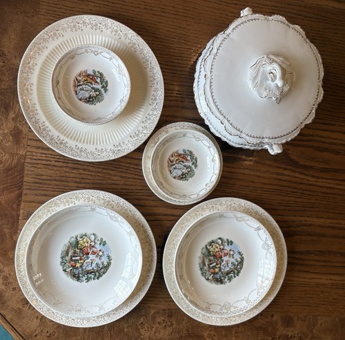 Royal China Glorine/Stetson 22k Gold Trim Dish Set, Homer Laughlin ...