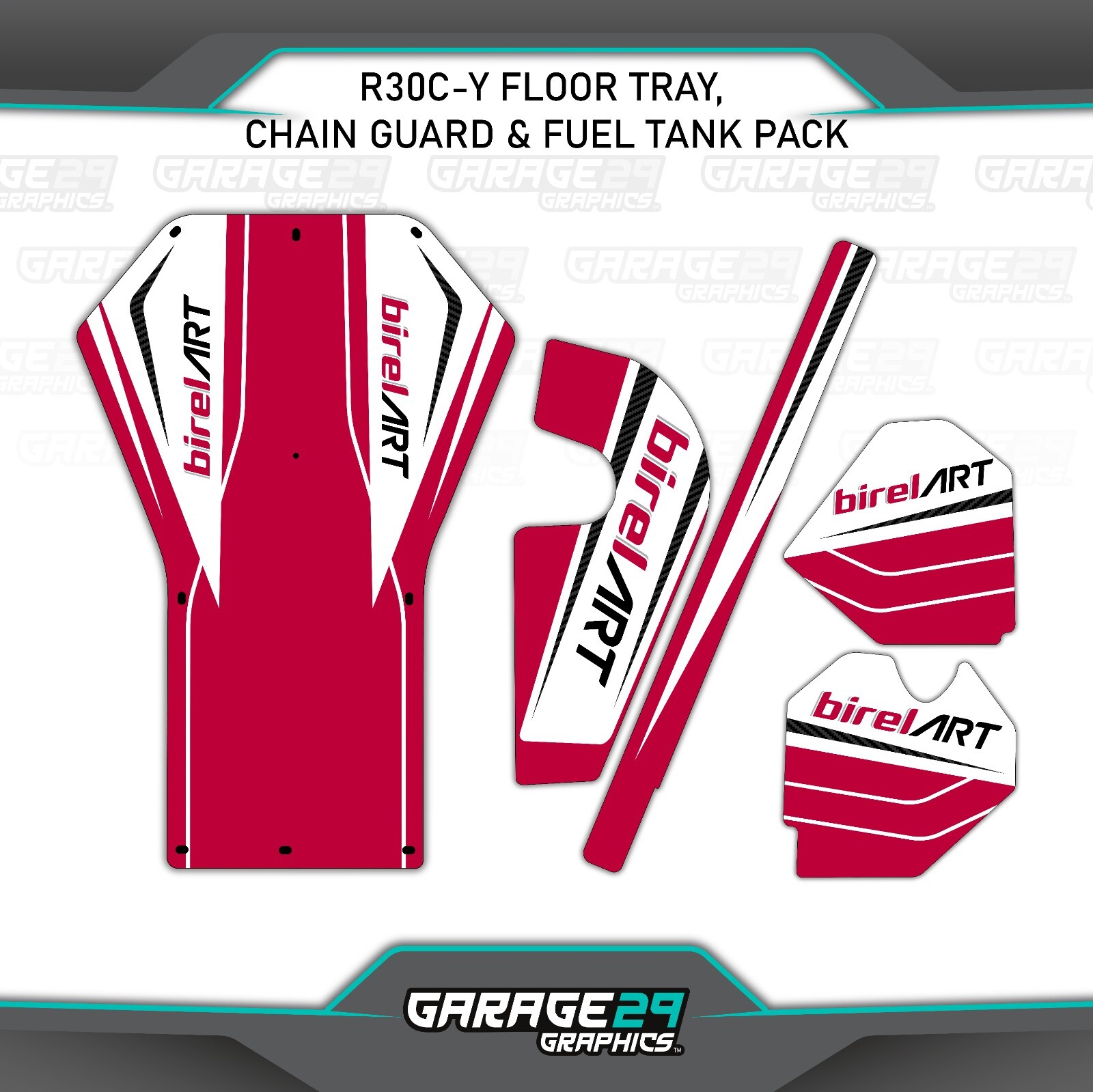 Birel Style Sticker Bundle - R30C-Y FLOOR TRAY, FREELINE FUEL TANK ...
