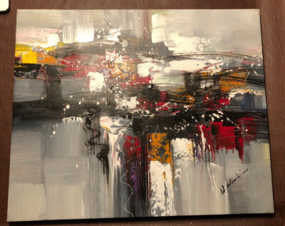 Vintage W. Mirkin Abstract MCM Midcentury Painting on Canvas | eBay