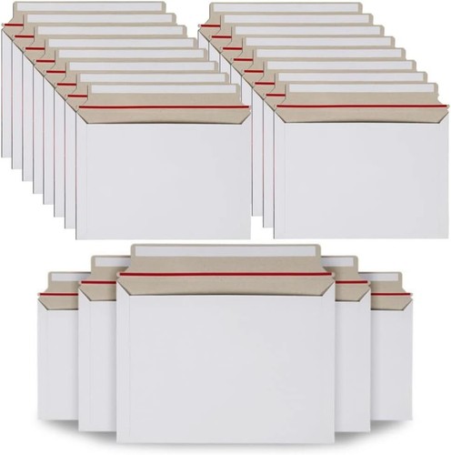 100PCS Stay Flat Mailers, Reusable Cardboard Envelopes, 6X10 Inch Self ...
