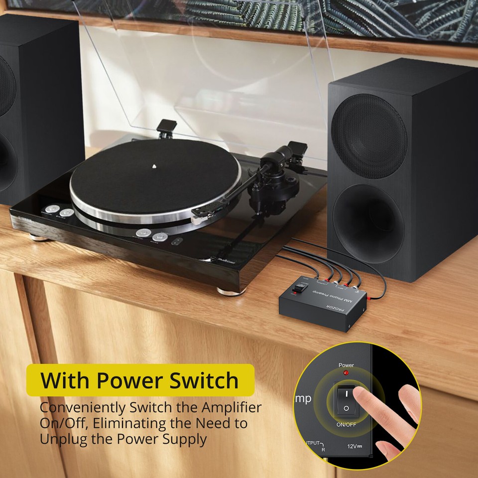 Phono Preamp Mini Stereo Audio Low Noise MM Turntable preamplifier w ...