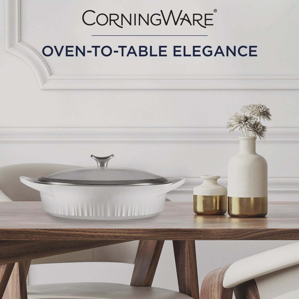 CorningWare 4 Qt. White Cast Aluminum Braiser Baking Dish with Lid 1143454 for sale online | eBay