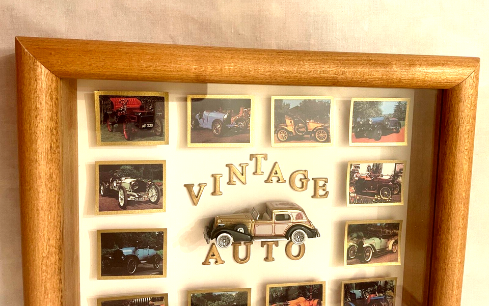 Vintage Auto Shadow Box Metal Car with Vintage Auto Photos Wall Hanging ...