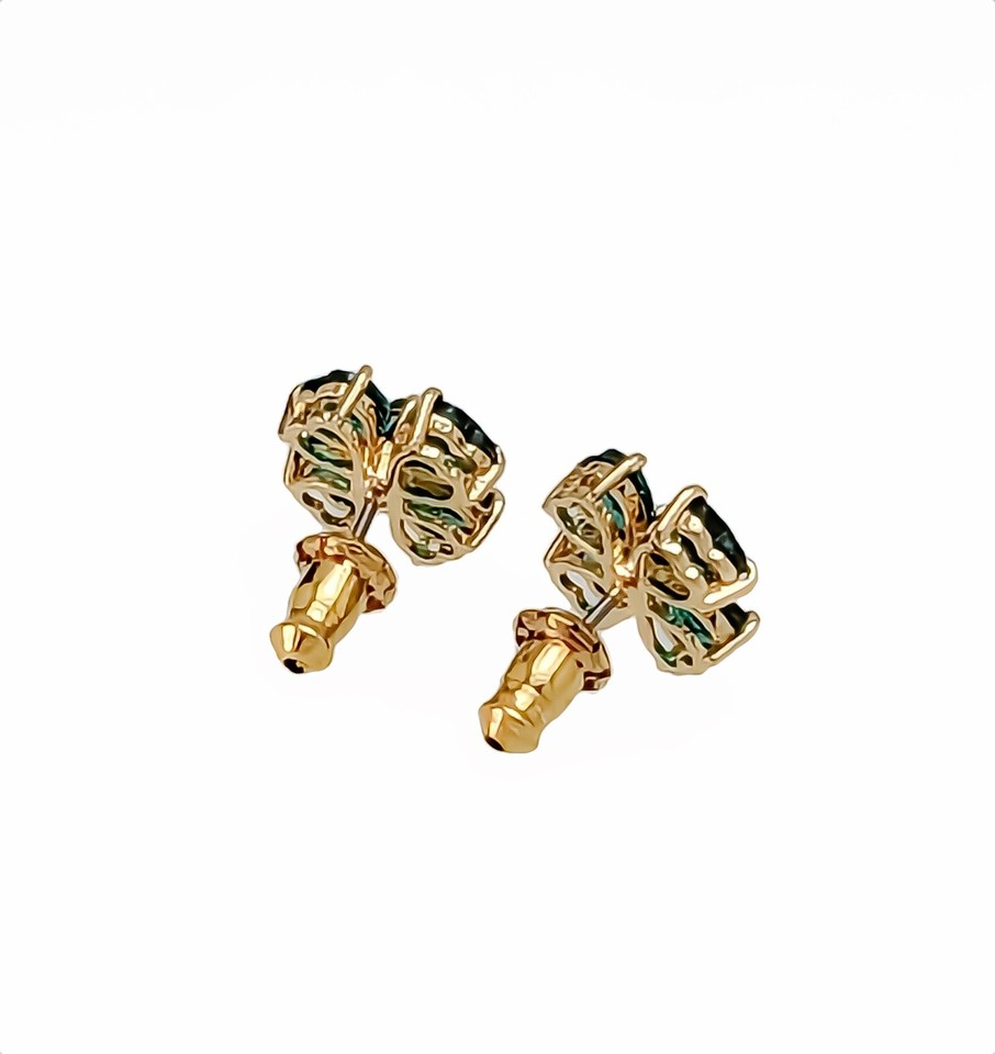 New 100% Authentic SWAROVSKI Gold Green Clover Idyllia Stud Earrings ...