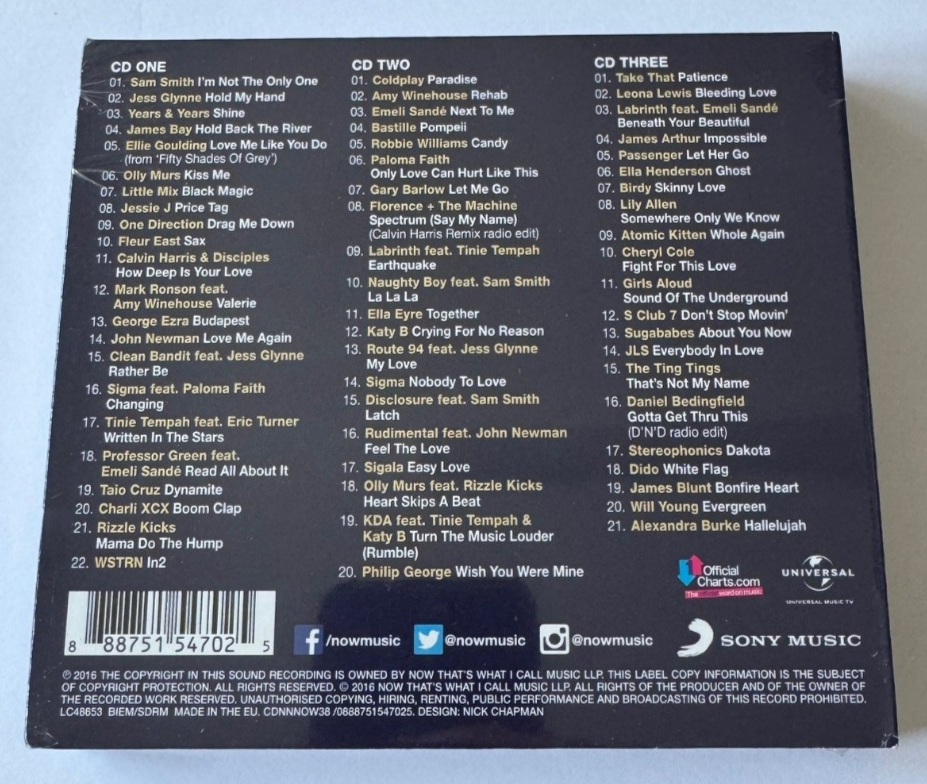 NOW That's What I Call Brit Hits - 3 CD - NEW SEALED COLDPLAY SAM SMITH ...