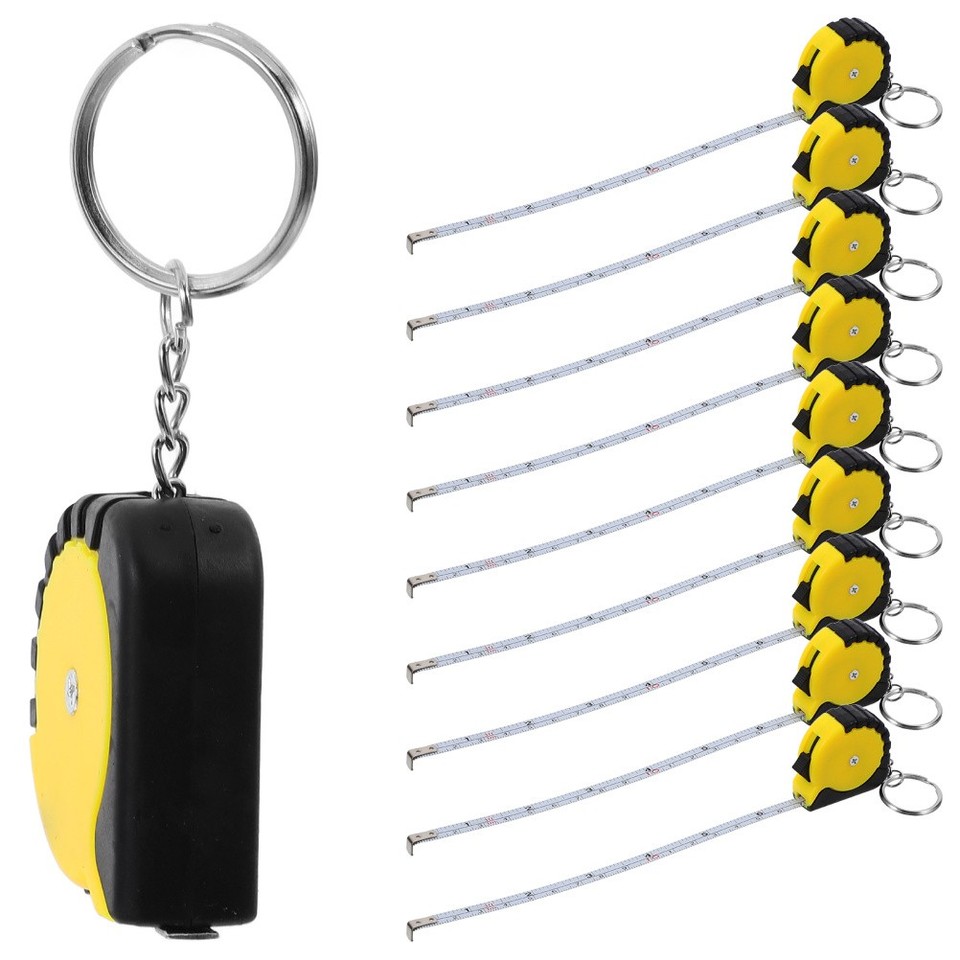 12 Pcs Key Chain Tape Measure Mini Measuring Keychain Metal Retractable ...