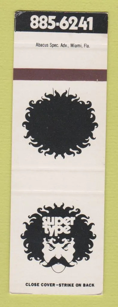 Matchbook Cover - Super Type SAMPLE | eBay
