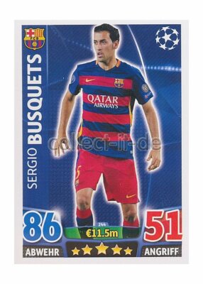 TOPPS Champions League - 244 - Sergio Busquets - Base Card | eBay