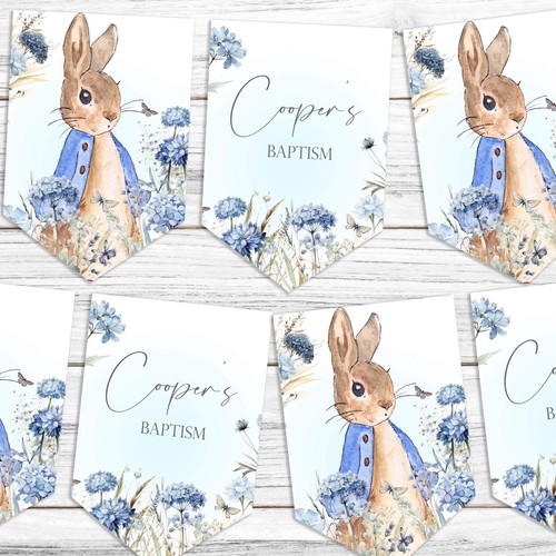 Personalised Peter Rabbit Christening/Baptism Buntings - Banner | eBay
