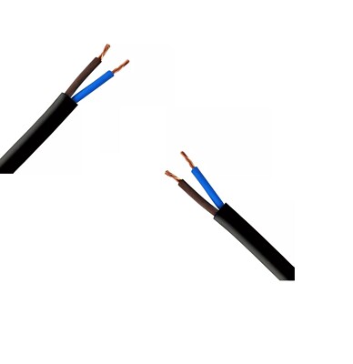 Lighting Cable Oval Twin Flex 2192Y 2-Core 0.75mm² cut lengths Black ...