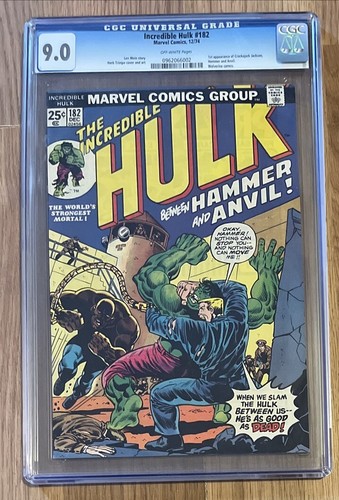Incredible Hulk #182 - Marvel Comics 1974 CGC 9.0 - 1st Hammer and ...