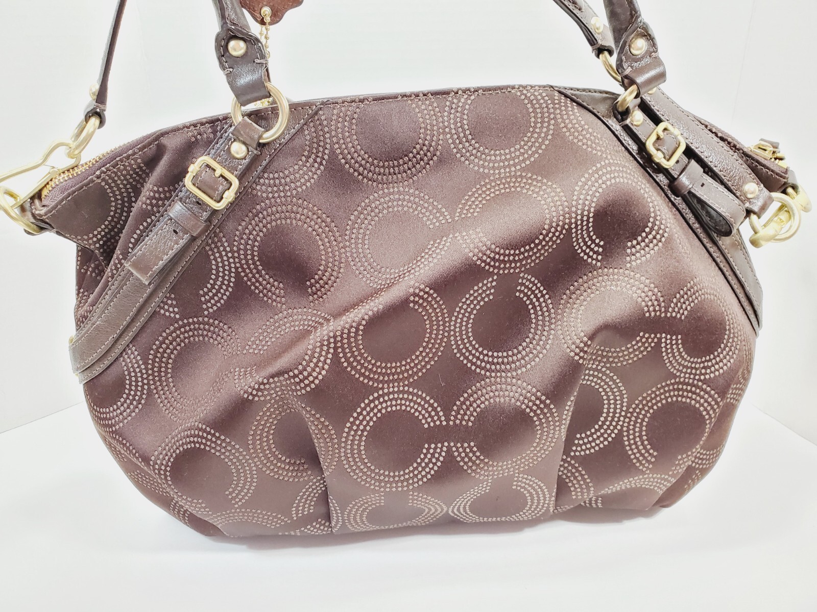 Coach Madison Dotted op art Sophia Satchel Purse Shoulder Handbag Tote ...