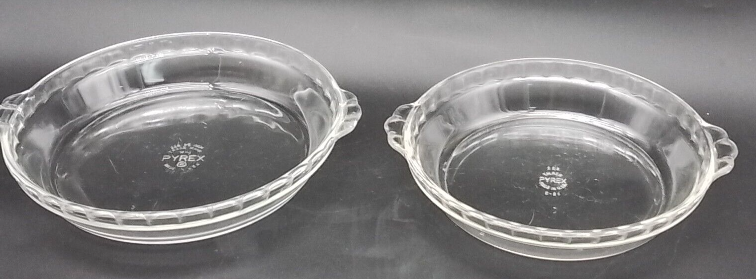 Vintage Pyrex Clear 9" & 10" Deep Dish Pie Plate 228 & 229 Fluted Edge ...