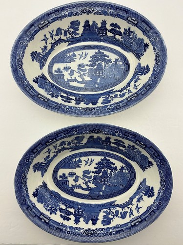 Johnson Brothers England Blue Willow Stoneware 9" Oval Serving Bowl Set ...
