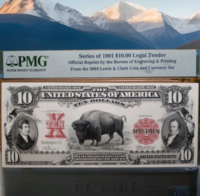 1901 $10 BEP BISON Intaglio Banknote PMG Graded Specimen Note fast Ship ...