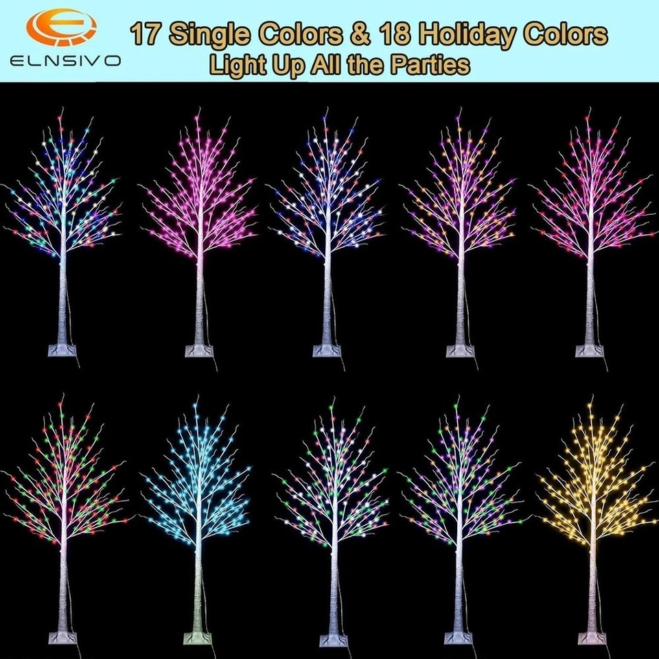 7Ft Birch Tree with LED lights Color Changing Lighted Birch Tree ...