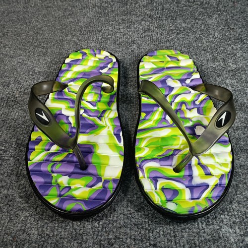 Speedo Sandals Size 7 Green Purple Marble Thong Flip Flops Pool Beach ...