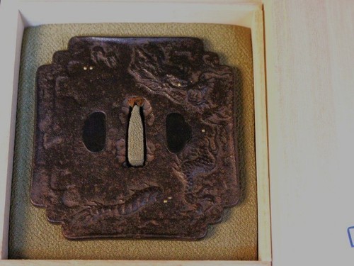 Iron Ground Square Tsuba, Cloud Dragon Figure, Sword Orthotic, Sword, # ...