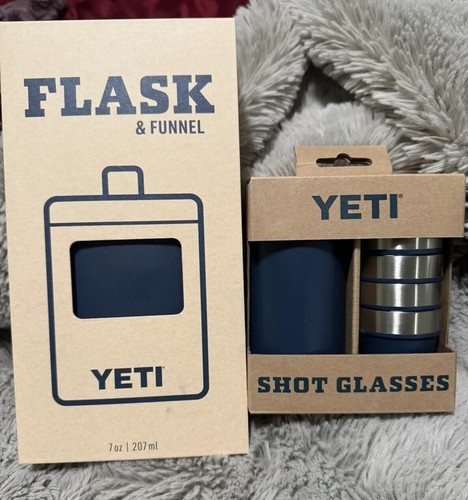 NEW LIMITED RELEASE Yeti Flask w/ MATCHING Shot Glasses Navy Blue | eBay