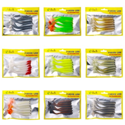 6/10 Pack Soft Rubber Fishing Bait Fish Worm Lures Grubs Paddle Tail ...