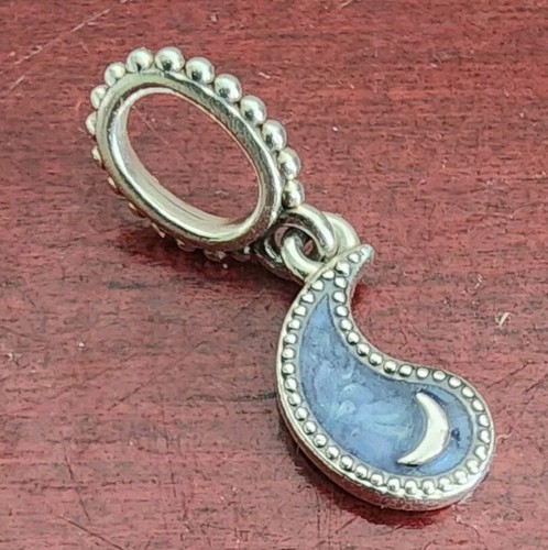 PANDORA S 925 ALE STERLING SILVER ENAMEL MOON "DREAM BIG" DANGLE CHARM ...