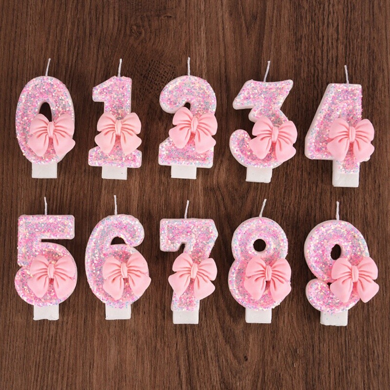 Number Cake Decorating Candles Cute Bow Baby Girl Birthday Cake ...