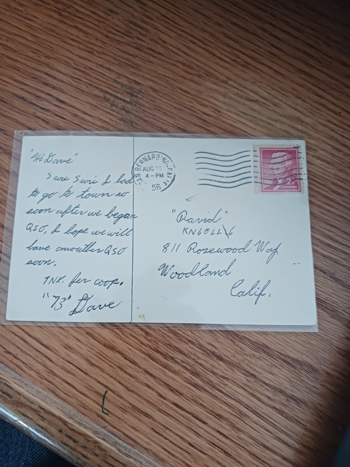 VINTAGE HAM RADIO CALLING CARD - SAN BERNARDINO CA. KN6SMT (1956) TO ...