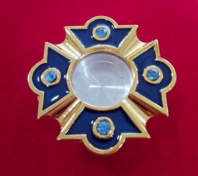 Personal Reliquary Relic Case Gold Plated with Blue Enamel & Shining ...