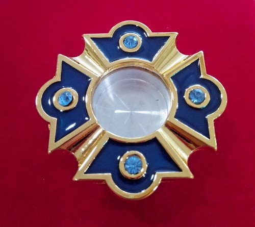 Personal Reliquary Relic Case Gold Plated with Blue Enamel & Shining ...