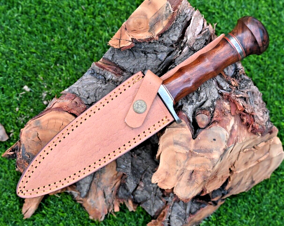 CUSTOM MADE HAND FORGED DAMASCUS STEEL FIX BLADE DAGGER HUNTING KNIFE ...