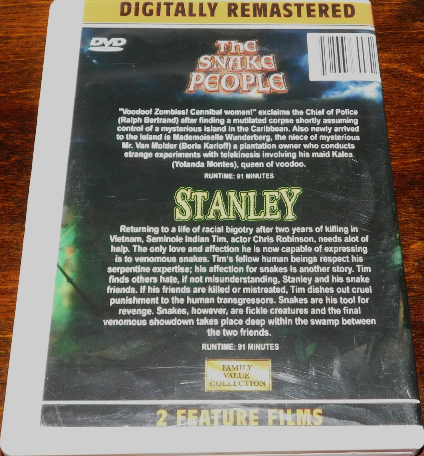 Snake Double Feature DVD - Boris Karloff 's "SNAKE PEOPLE" & "STANLEY ...