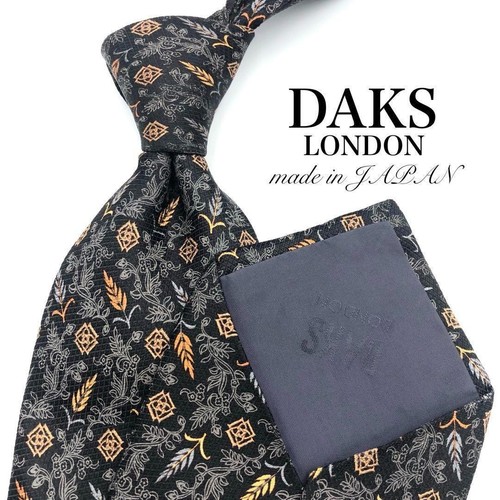 Daks London Botanical Pattern Tie Black All-Over Design Used | eBay