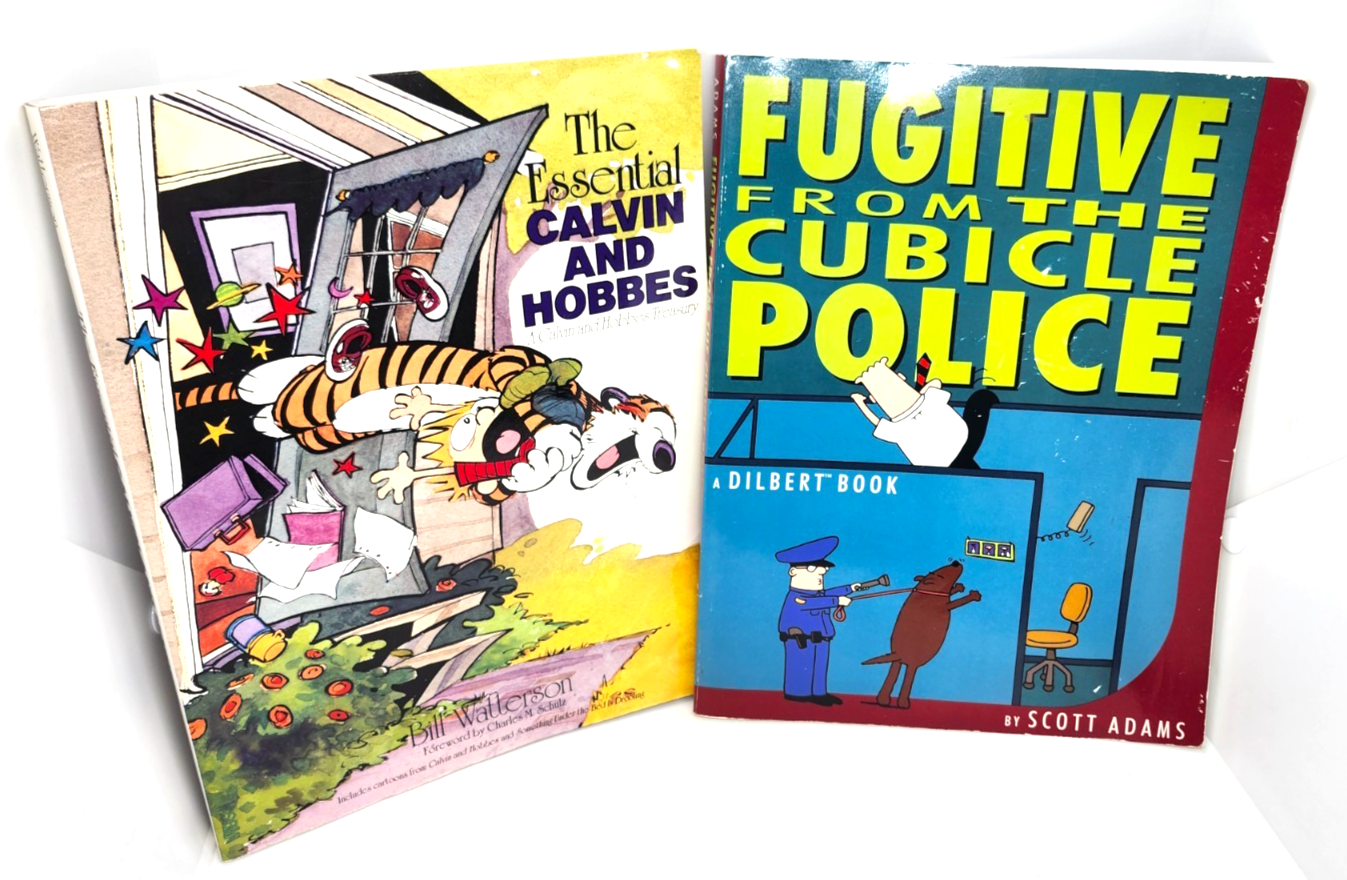 Calvin And Hobbes & Dilbert Book Lot of 2 Large Paperback ~ Clean and ...