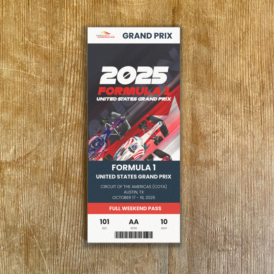 2025 Austin F1 Customizable Grand Prix Replica Ticket Stub US Formula 1 ...