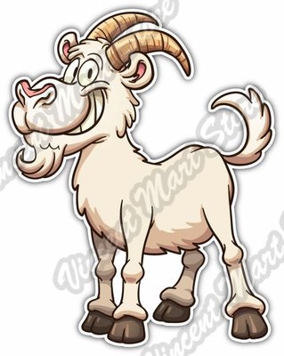 Happy Cartoon Goat Funny Animal Farm Car Bumper Vinyl Sticker Decal 4 ...